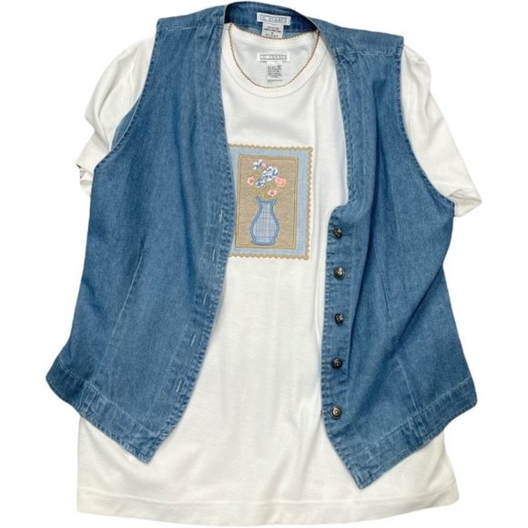 I. C. Isaacs | Tops | Vintage 2 Piece Cotton Denim Vest Set 9s Farmcore ...